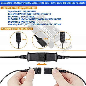 VoiceJoy Office Headset Quick Disconnect QD Cable to USB Plug Adapter for Plantronics QD Connector to Any Computer Laptop