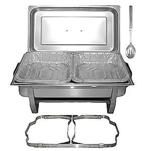 Tiger Chef Chafing Dish Buffet Set - Chaffing Dishes Stainless Steel - Chafers and Buffet Warmer Set with Disposable Half Size Pans, Slotted Spoon and Folding Frame- Food Warmers for Parties Buffets
