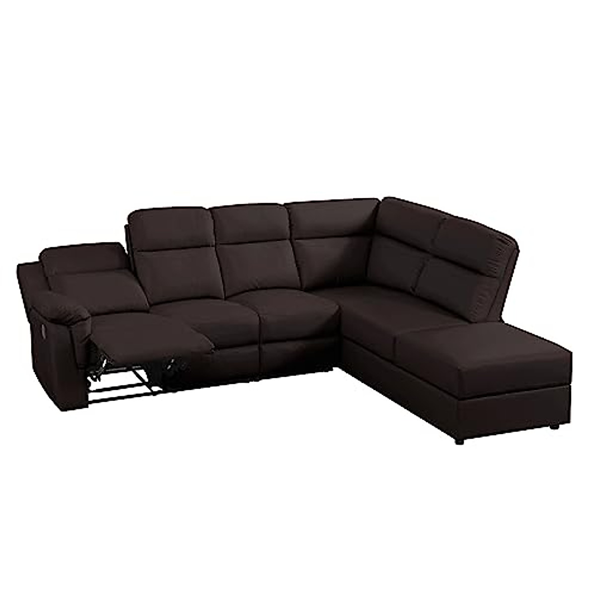 Modern Faux Leather Manual Reclining Sectional Sofa Couch with 2 Cup Holders and Sorage Chaise Lounge, L-Shaped Corner Skin Friendly PU Sofa & Couch for Home Theater Office Living Room Furniture Sets