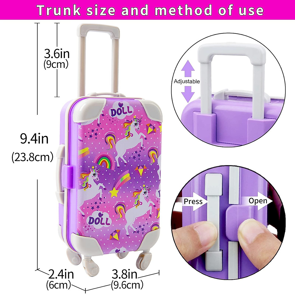 BDDOLL 25 Pcs American Clothes Accessories - Travel Suitcase Play Set for 18 Inch Doll with Clothes, Suitcase, Camera, Phone, Sungasses, Makeup Toy