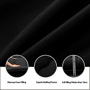 YOSHOOT Japanese Shiki Futon Mattress For Floor, Bed Folding Portable Camping Roll Up Mattress Thicken Mattress Sleeping Pad for Guest Room Full Size, Black