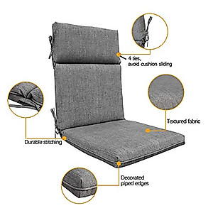 BOSSIMA Indoor Outdoor High Back Chair Cushions Replacement Patio Chair Seat Cushions Set of 2 (Slate Grey)