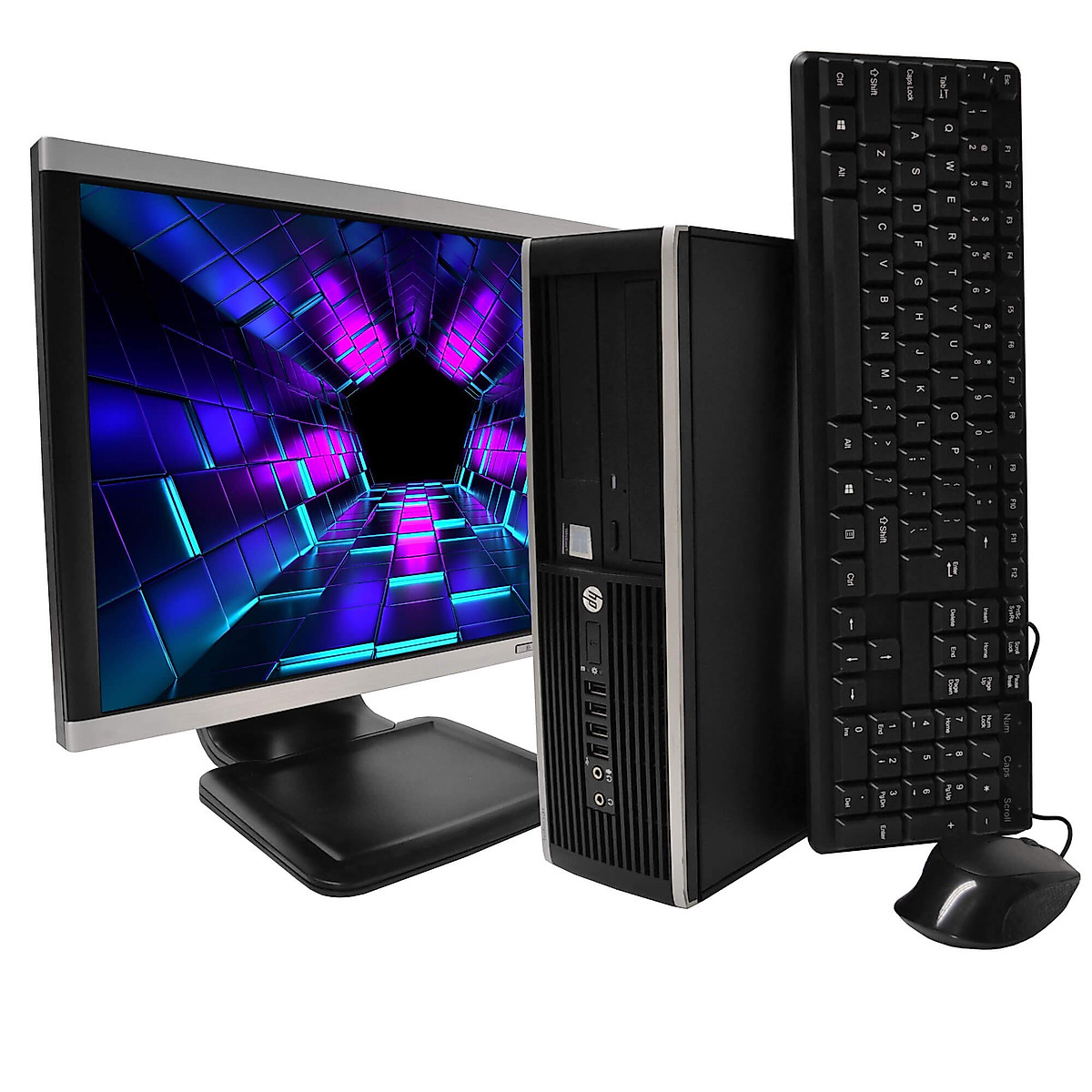 HP Elite Desktop Computer Package - Intel Core i5 3.2-GHz, 8GB RAM, 240GB Solid State Drive, 19 Inch LCD, DVD, Keyboard, Mouse, WiFi, Windows 10 Professional (Renewed)