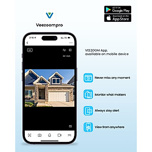 Veezoom PoE Camera - IP Security Camera for Full-Color Night Vision Dome Surveillance Cameras Outdoor with AI Detection, 5MP 100Ft IR Night Vision, Support SD Card (Adapter not Included)-WS-N151HZ