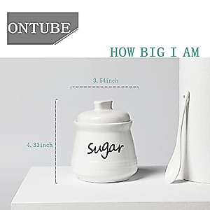 ONTUBE Ceramic Sugar Bowl with Lid and Spoon 12oz (White)