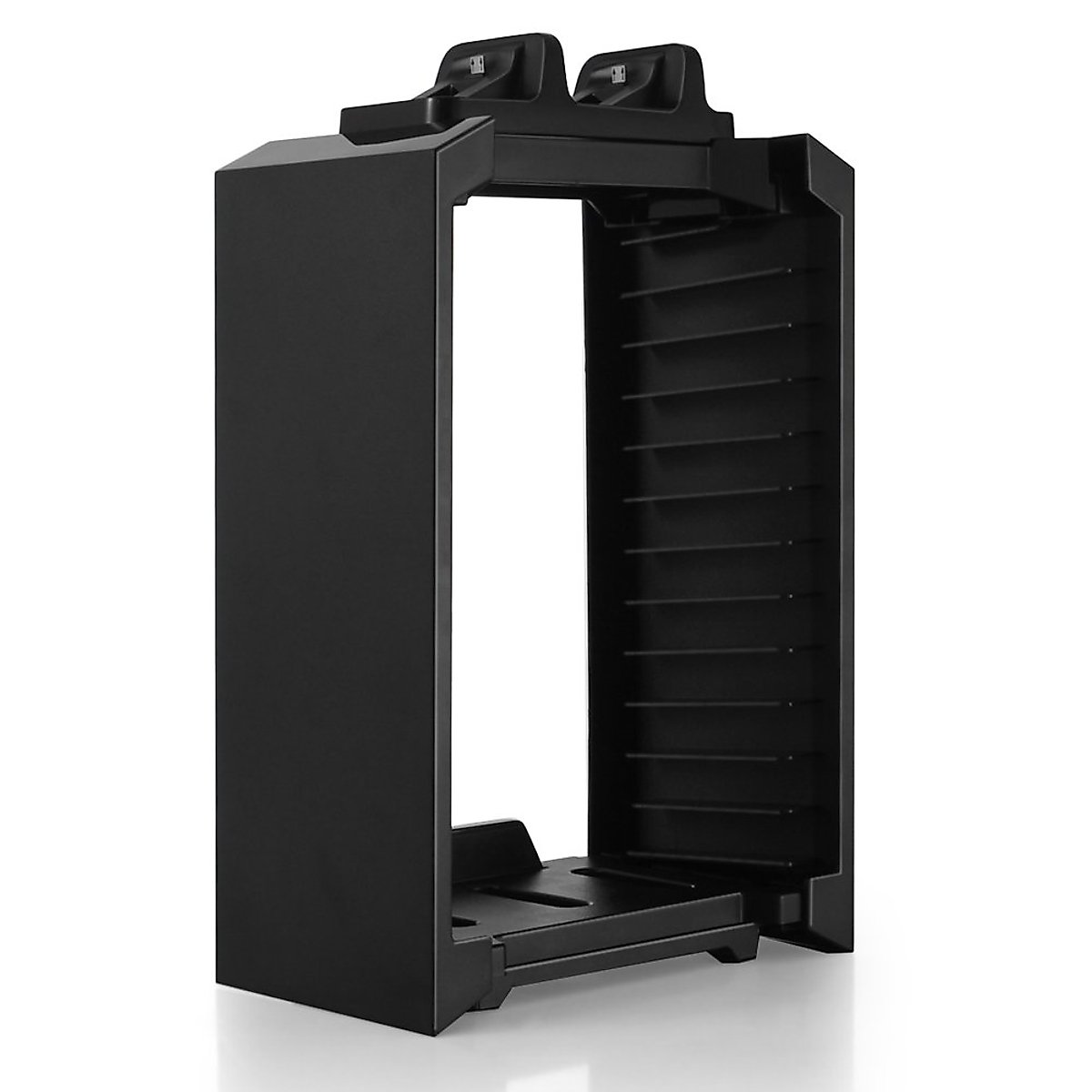 TNP Stand + Controller Charger + Game Storage Organizer - Vertical Dock Charge Charging Station for DualShock Controller, Bluray Game Case Storage Holder Tower 4-in-1 Accessories [Playstation 4]