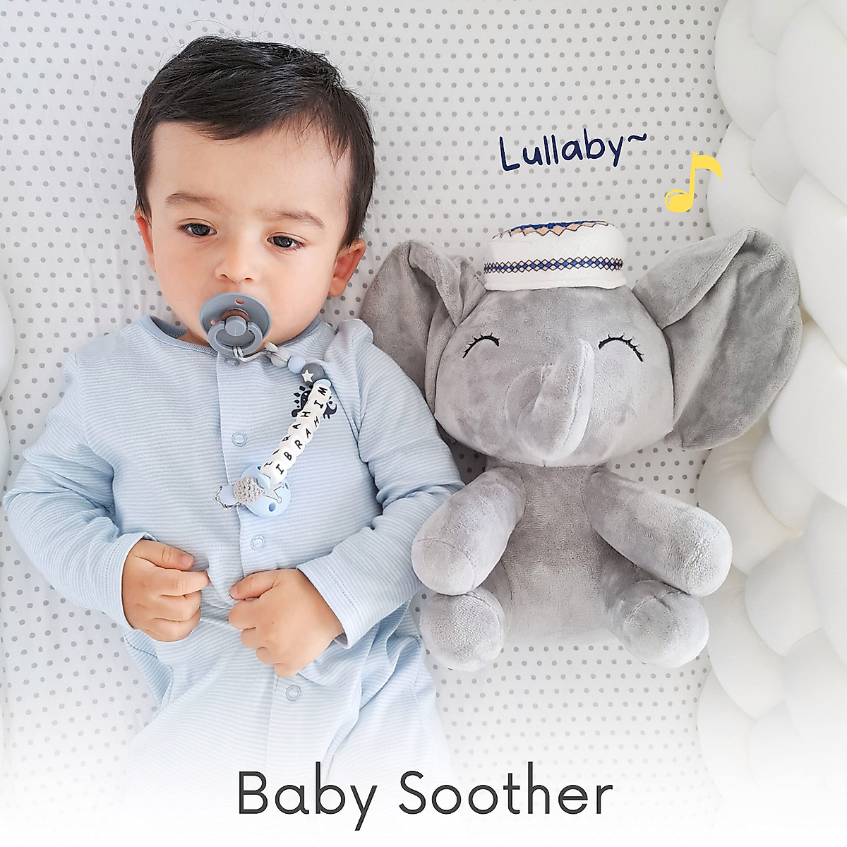Mommy Yasmin - Soothe & Talking Kufi Elephant | Muslim & Islamic Toy | Eid Gift | Quran & Dua | Interactive+Relaxing | Remote | for Baby+Toddlers+Kids