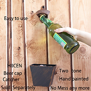 HAIICEN Aged Copper Wall Mount Beer Bottle Opener Cast Iron Beer Cap Opener Open Here for Patio Party Gifts (Pack of 3)