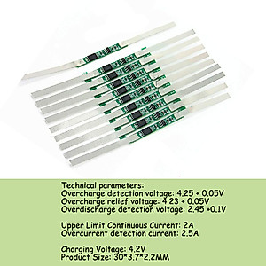 KOOBOOK 10pcs 3A BMS Protection Board with Solder Belt for 1S 3.7V 18650 Li-ion Lithium Battery Cell Kit