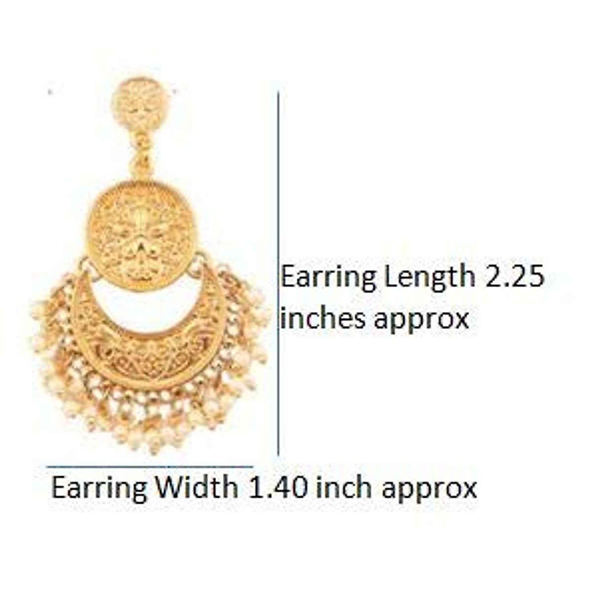 Touchstone Indian earrings for women jewelry jhumkas gold folklorico dangle bollywood wedding clip on gypsy chandbali chandelier aretes de charro navratri filigree accessories in antique gold tone.