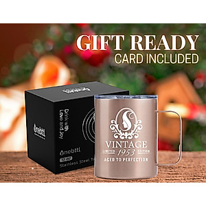 Onebttl 71th Birthday Gifts for Women, 1953 Birthday Gifts, Vintage 1953 Age to Perfection, 71th Birthday, 12oz Insulated Stainless Steel Wine Tumbler, Rose Gold