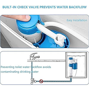 Kedoo Toilet Water Tank Accessories, Toilet Fill Valve Replacement Kit, Adjustable Water Valve Water Inlet Valve, Household Toilet Flush Toilet Dispenser (White)