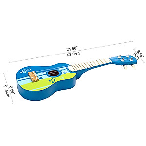 Hape Kid’s Wooden Toy Ukulele | 21 Inch Wooden Ukulele Musical Instrument with Vibrant Sound and Tunable Nylon Strings for Children, Blue