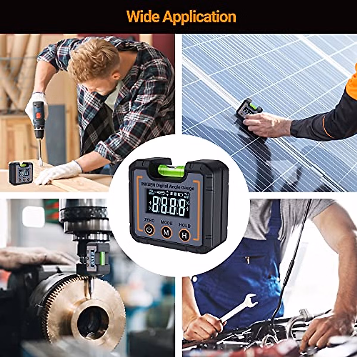 Digital Electronic Level and Angle Gauge, Angle Finder with Bubble Level and Magnetic Base, High Contrast Display for All Environment, Measuring Tool for Carpentry, Building, Automobile, Masonry