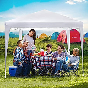 ASTEROUTDOOR 10'x10' Pop Up Canopy with Sidewalls, Adjustable Leg Heights, Windows, Wheeled Carry Bag, Stakes and Ropes, White