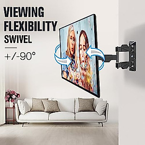 Mounting Dream TV Wall Mount for Most 26-55" TVs, TV Mount Full Motion with Swivel Articulating Arm, Perfect Center Design Wall Mount TV Bracket, up to VESA 400x400mm and 77 lbs Loading MD2418-MX