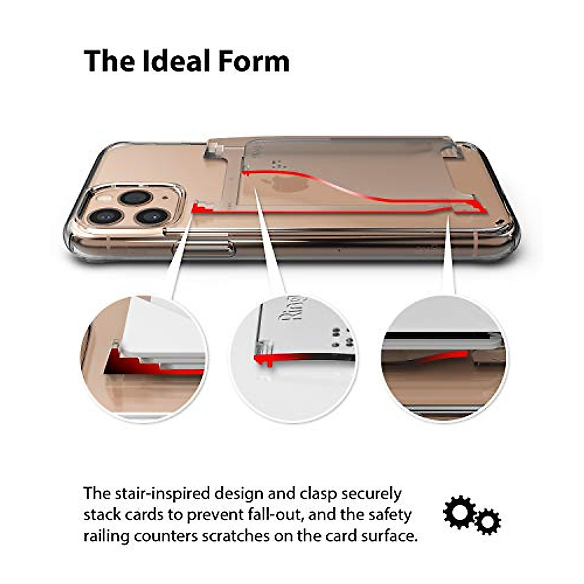 Ringke Slot Card Holder for Phone Case, Business Card Holder for Back of Phone, ID Credit Card Holder Stick on for Women Men, Phone Wallet Compatible with iPhone, Galaxy, and Pixel - Clear Mist