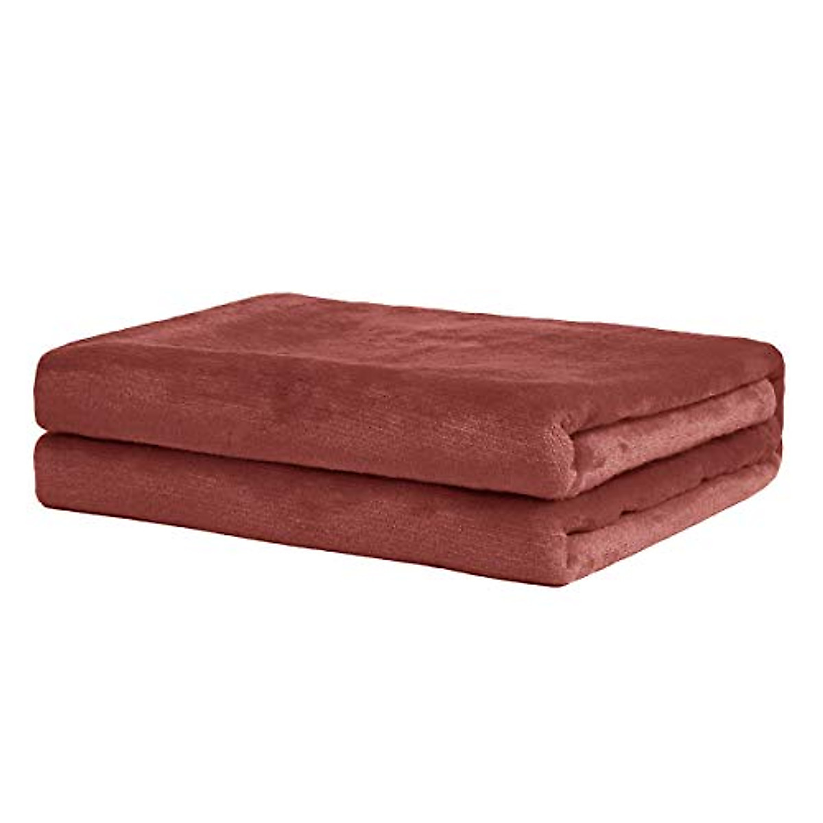 Rendiele Fleece Throw Blankets Fluffy Warm Solid Color Blankets for Bed (Terracotta, 9090 Queen)