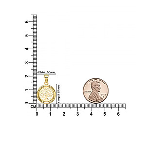 Auriga Fine Jewelry 14k Yellow Gold Tree of Life Circle Pendant, for Women (L-14mm, W-14mm)