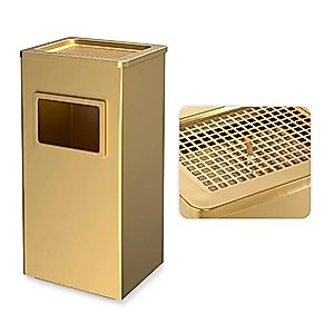 BEAMNOVA Trash Can Indoor Outdoor Black Stainless Steel Commercial Garbage Can Industrial Garbage Enclosure Inside Cabinet with Lid Waste Container, Gold Color, 31 * 25 * 61 cm / 12.2 * 9.8 * 24 in