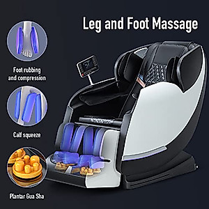 WAWINDS Massage Chair Full Body Recliner - Zero Gravity with Heat and Shiatsu Massage Foot Massage Office Chair LCD Touch Screen Display Bluetooth Speaker Airbags Foot Rollers (White)