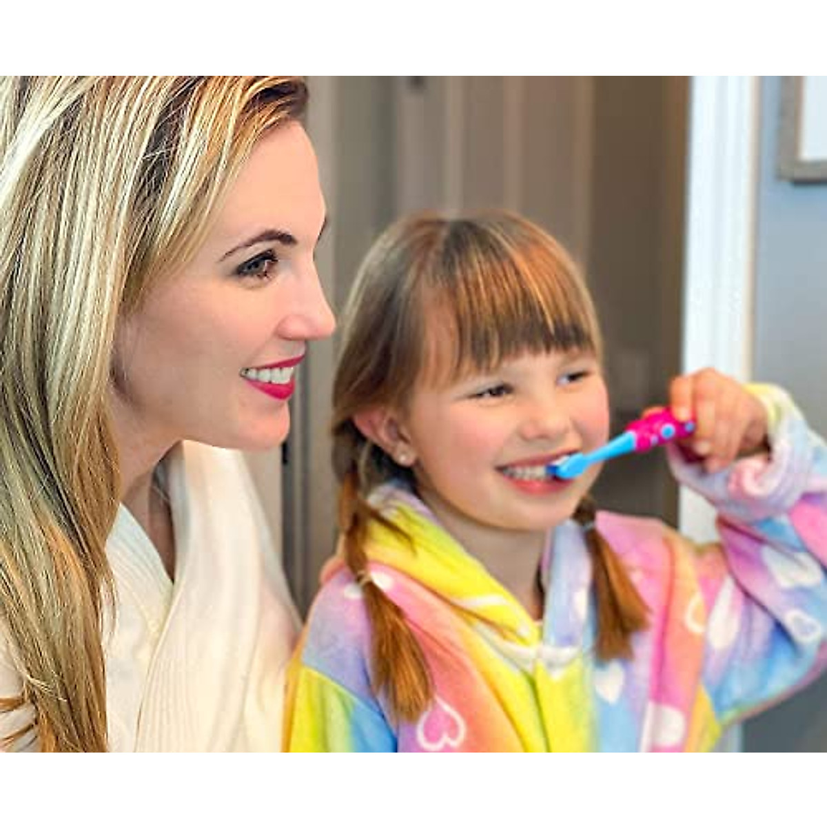 Farber Baby Kids Toothbrushes Set – Childrens Toothbrush 6 Pack with Compact, Extra Soft Bristles for Sensitive Teeth and Easy Grip Suction Cup Handles – Includes 6 Travel Covers (Pink, Blue, Green)