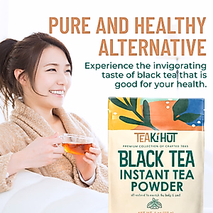 TEAki Hut Instant Black Tea Powder, 4 oz, Black Tea Powder, Powdered Black Tea for Hot and Cold Beverages, Refreshing Instant Tea Powder, Unsweetened Tea Powder, 113 Servings