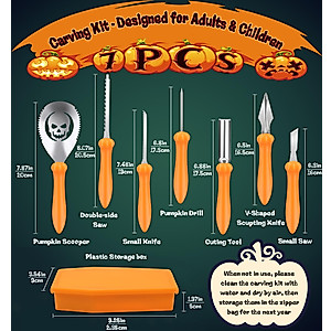 ZYSUN Pumpkin Carving Kit,Halloween Decorations Stainless Steel Pumpkin Carving Tools,Pumpkin Carving Kit for Kids Adults,Carver Tool with Carrying Bag,Family DIY Carving Pumpkins Gift (7PCS)