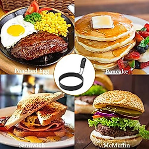 zeeooil Egg Rings 2 Pack Large 6 Inch Pancake Mold 2 Pack 3.5 Inch Stainless Steel Nonstick Egg Ring, Egg Mold for Frying Eggs (2 Packs 3.5"+2 Packs 6")