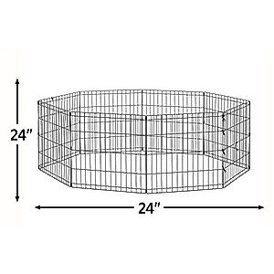 New World Pet Products 24" Foldable Black Metal Dog Exercise Pen No Door