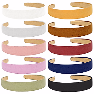 Wecoe 10pcs Suede Like Headbands Women 1 Inch Wide Headbands Red White Black Pink Purple Blue Green Headband Non Slip Fashion Hair Bands Costume Hair Accessories Women Girls Diademas Para Mujer