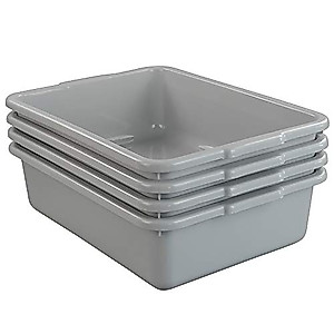 Wekioger Small Commercial Bus Tubs, Grey Bus Box/Wash Basin, 14.85" x 10.8" x 4.1"(4 Packs)