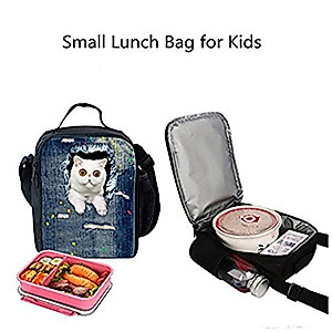 Dellukee School Lunch Bag For Kids Soft Boys Girls Adjustable Shoulder Strap Durable Handbag Tote Bag Reusable Insulated Lunch Box With Zipper Starry Sky Wolf Print