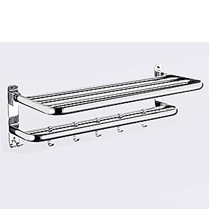 FCMLD Folding Movable Bath Towel Shelf Stainless Steel Bathroom Towel Rack Holder Storage Shelf Hook Accessories (Color : D, Size : 38cm)