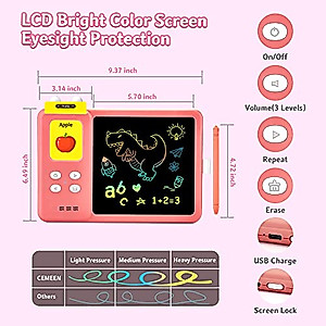 Learning Toys Gifts for Toddlers Girls 3 4 5 6 Year Olds, Talking Flash Cards Writing Tablet 222 Sight Words, Speech Therapy Sensory Autism Toys Educational LCD Drawing Doodle Board