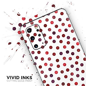 DesignSkinz Red Watercolor Dots Over White Protective Vinyl Decal Wrap Skin Cover Compatible with The Samsung Galaxy S20 (Screen Trim & Back Glass Skin)