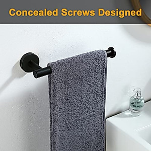 Hand Towel Holder for Bathroom, Matte Black Hand Towel Bar, SUS304 Stainless Steel Hand Towel Hanger, Wall Mounted Small Hand Towel Ring, 9 Inch Round Heavy Duty Towel Rack for Bathroom, Kitchen