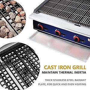 Commercial Countertop Lava Rock Charbroiler - KITMA 36 Inches Natural Gas Char Rock Broiler with Grill - Restaurant Equipment for BBQ, 105,000 BTU