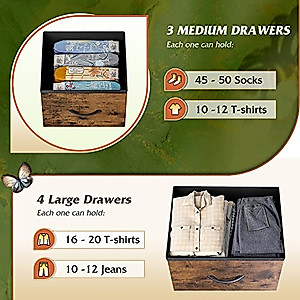 WLIVE Dresser TV Stand, Entertainment Center with Fabric Drawers, Media Console Table with Metal Frame and Wood Top for TV up to 45 inch, Chest of Drawers for Bedroom, Rustic Brown Wood Grain Print