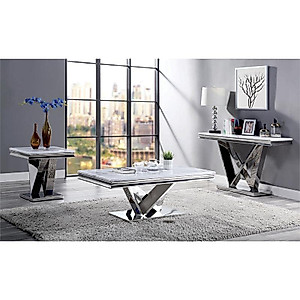 Bowery Hill Modern Metal Pedestal Console Table in Chrome Finish