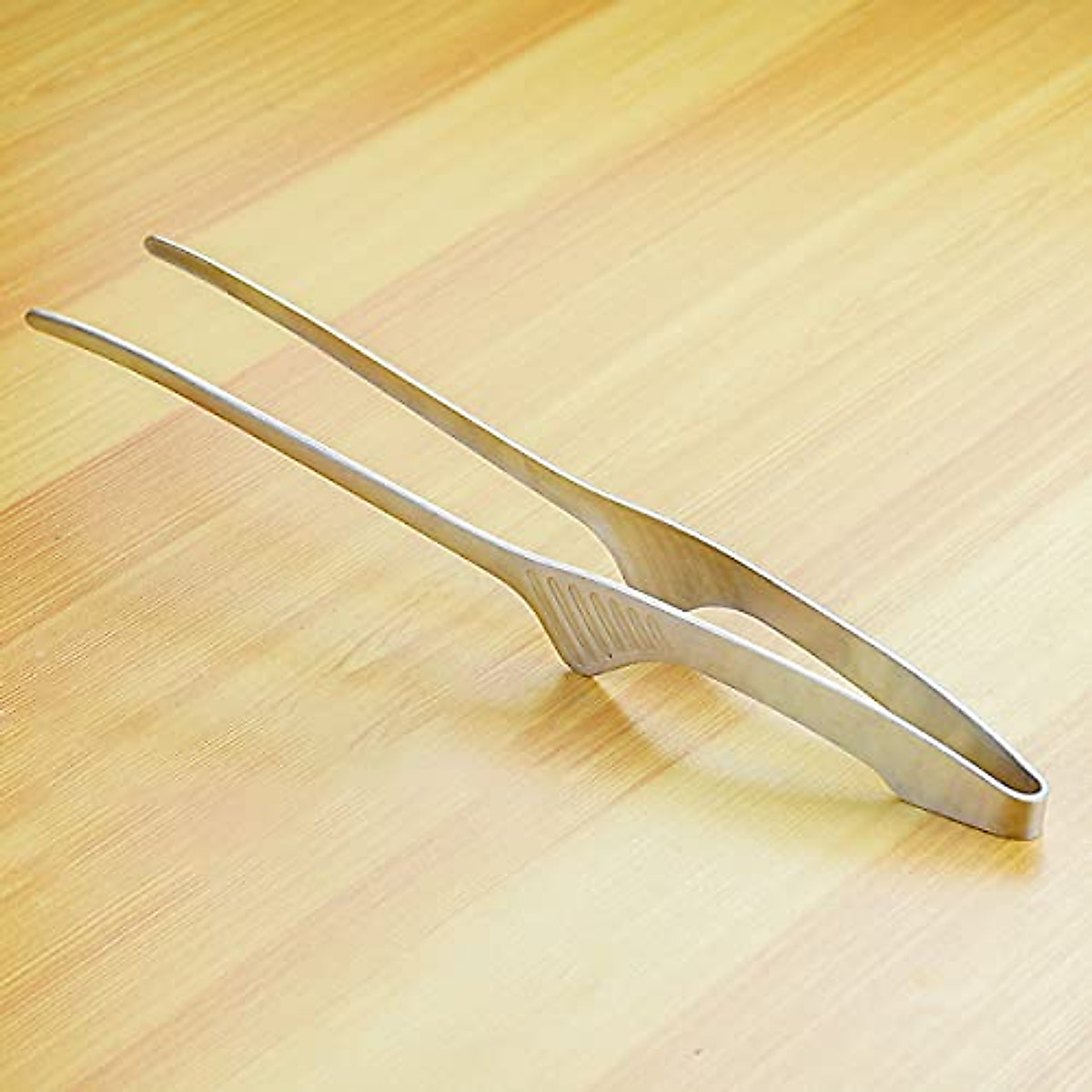 2 Pieces Stainless Steel Grill Tongs for Korean and Japanese BBQ Clean & Convenient Use,Non-Slip Serrated Tips,Ideal for Cooking Self-Standing Tongs for Salad,Grill,Camping,Buffet,Oven