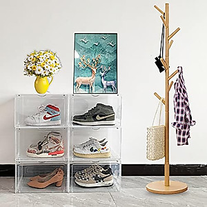 OMOPIN XL shoe boxes clear plastic stackable,Drop Side Shoe Storage Box,Pack of 8,Sneaker Display Case Container,Fit up to US Size 13