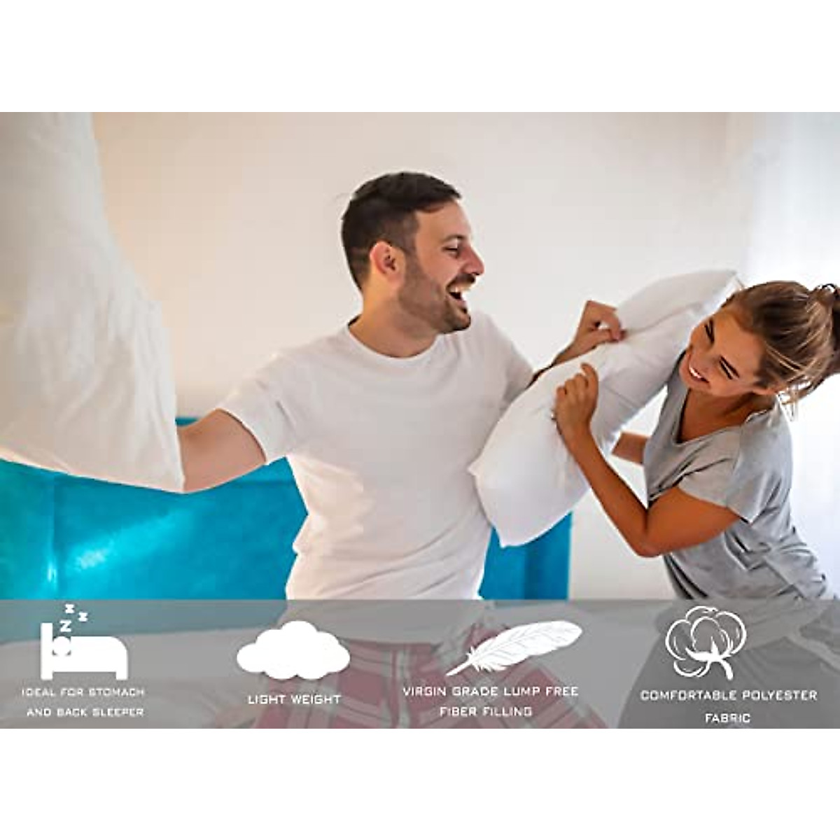 WHITEWRAP 20"x20" Set of 2 Throw Pillow Insert Decorative Polyester Filling Premium Hypoallergenic Sham Stuffer Square Couch - White