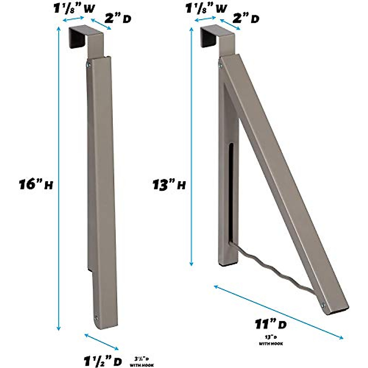 Over Door Hanger - Single Closet Hanger Retractable Collapsible Folding Hanging Rack Organizer Perfect for Clothes & Towels Ideal for Bathrooms, Dorm Rooms Etc. - Satin Nickel (Includes one Hook)