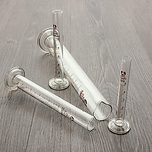 LTKJ 5PCS/Set Glass Measuring Cylinder Chemistry Lab Graduated Measure Tools 5ml/10ml/25ml/50ml/100ml