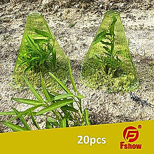 Fshow Garden Cloches,20 Pack Reusable Plant Bell Cover,Bell Jar Cloches for Protection Against Sun, Frost, Snails Etc. (Green)