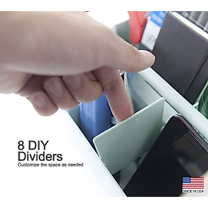 Enjoy Organizer -Large Portable Caddy, DIY Dividers, 8 Compartments, School Office Supplies Home Business Organizer,Portable Basket with Handle Made in USA (3 PACK, Mint/Pink/Lavender)