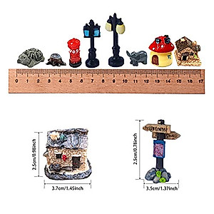 Aulufft 109 Pieces Miniature Fairy Garden Accessories Set, Mini Fairy House Ornament Kit Animals Plant Fence Bridge Figurines Micro Landscape Accessories for DIY Dollhouse Decoration