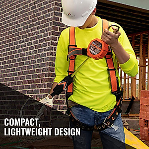 Malta Dynamics Pygmy Hog 11' Web Self Retracting Lifeline, YoYo Cable with Rebar Hook, Fall Protection Retractable Safety Harness Lanyard - OSHA/ANSI Compliant