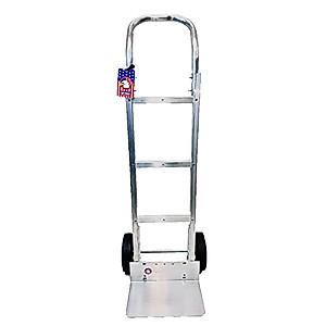 American Lifting Aluminum Hand Truck - 800 lb Capacity with Horizontal Loop Handle with 8-inch Solid Rubber Tires - for Travel Moving Office